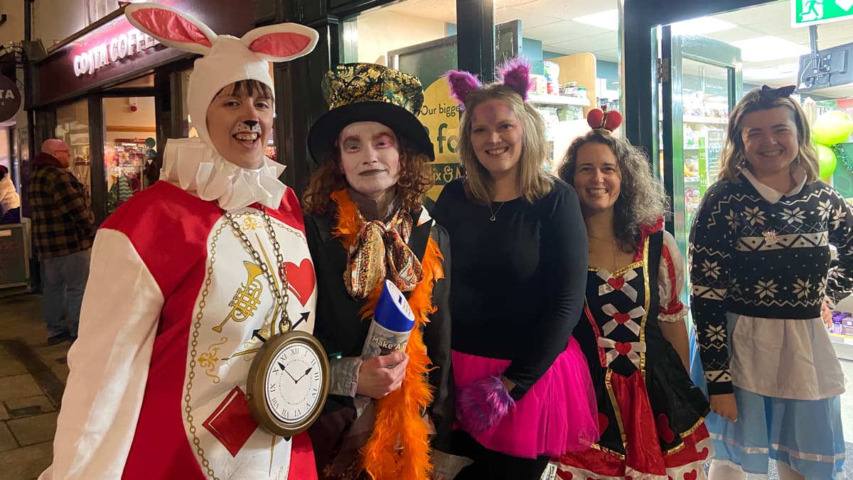 Dickensian Evening Alice In Wonderland Dancers Tavistock Uk